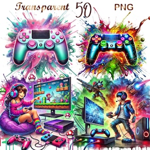 50 PNG Video Games Clipart Bundle, Gaming-themed Illustrations Designs ...