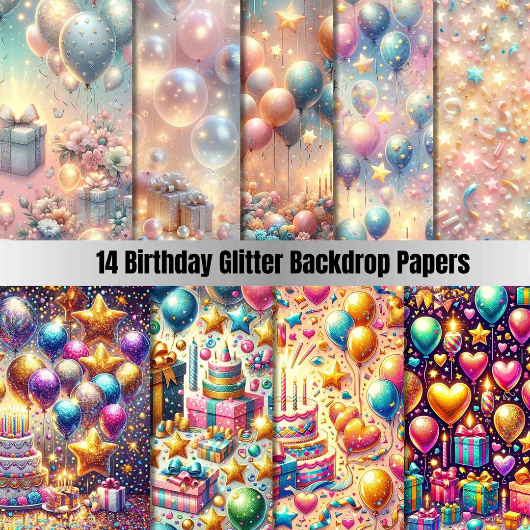 14 Printable Glitter Digital Papers,birthday Digital Papers, Jpgs ...