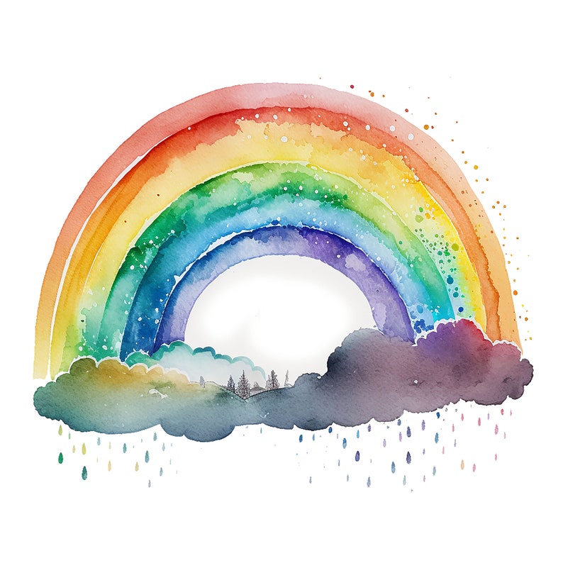 10 Watercolor Rainbow Clipart, High Quality, Jpgs, Commercial Use ...