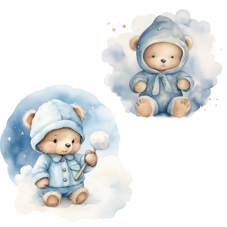 20 Png, Watercolor Teddy Bear Clipart Bundle, Teddy Bear Png, Teddy ...