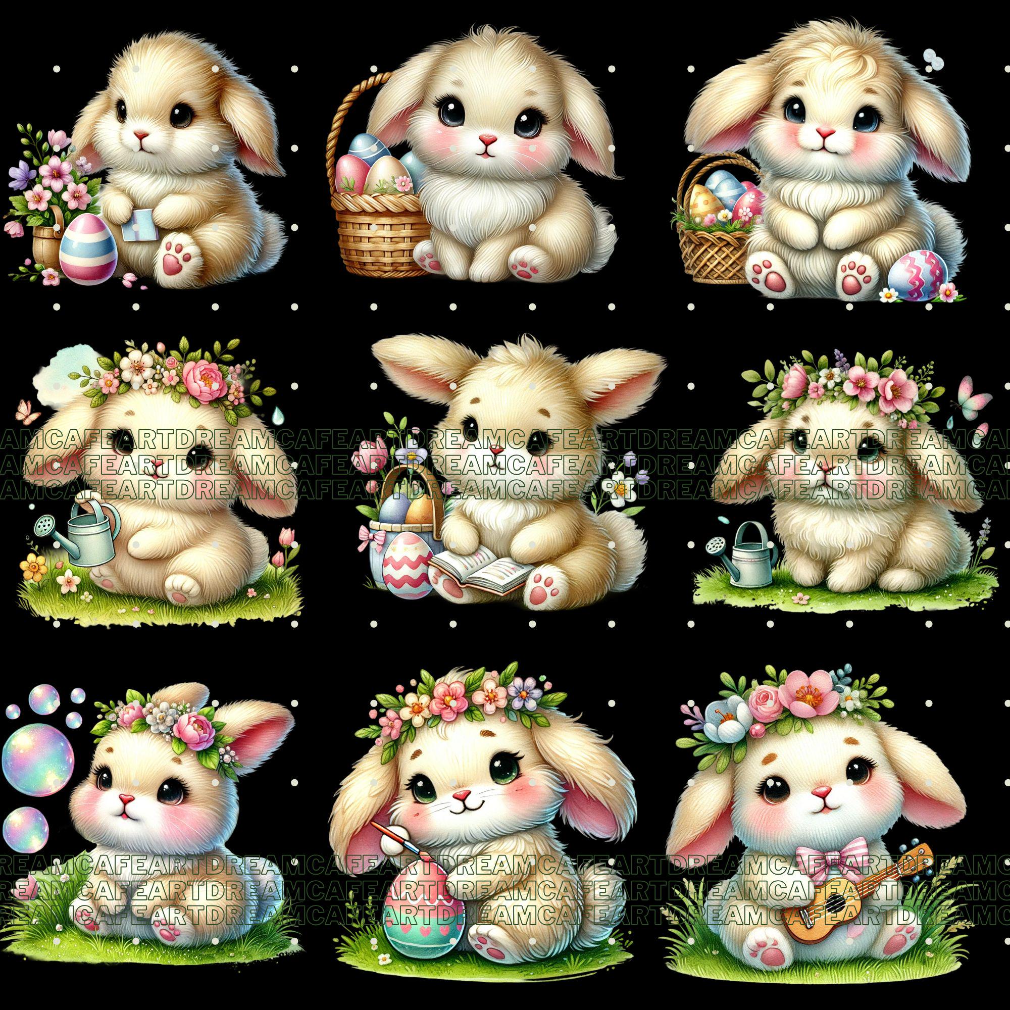 70 PNG Watercolor Pastel Rabbit Clipart, Easter Cute Bunnies Png,floral ...