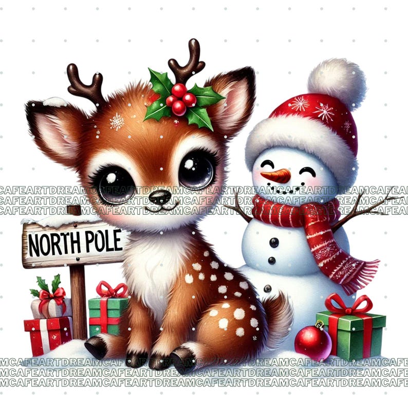 100 PNG set 4 Christmas Reindeer Clipart bundle, Festive Reindeer ...