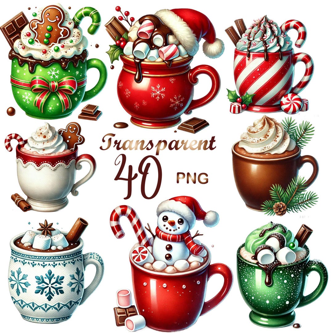 40 PNG Winter Hot Cocoa Clipart, Cozy Hot Chocolate Graphics, Festive ...