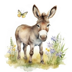 12 Happy Donkeys Clipart, Donkey Clipart, JPG, Commercial Use,digital Download, Card Making ...