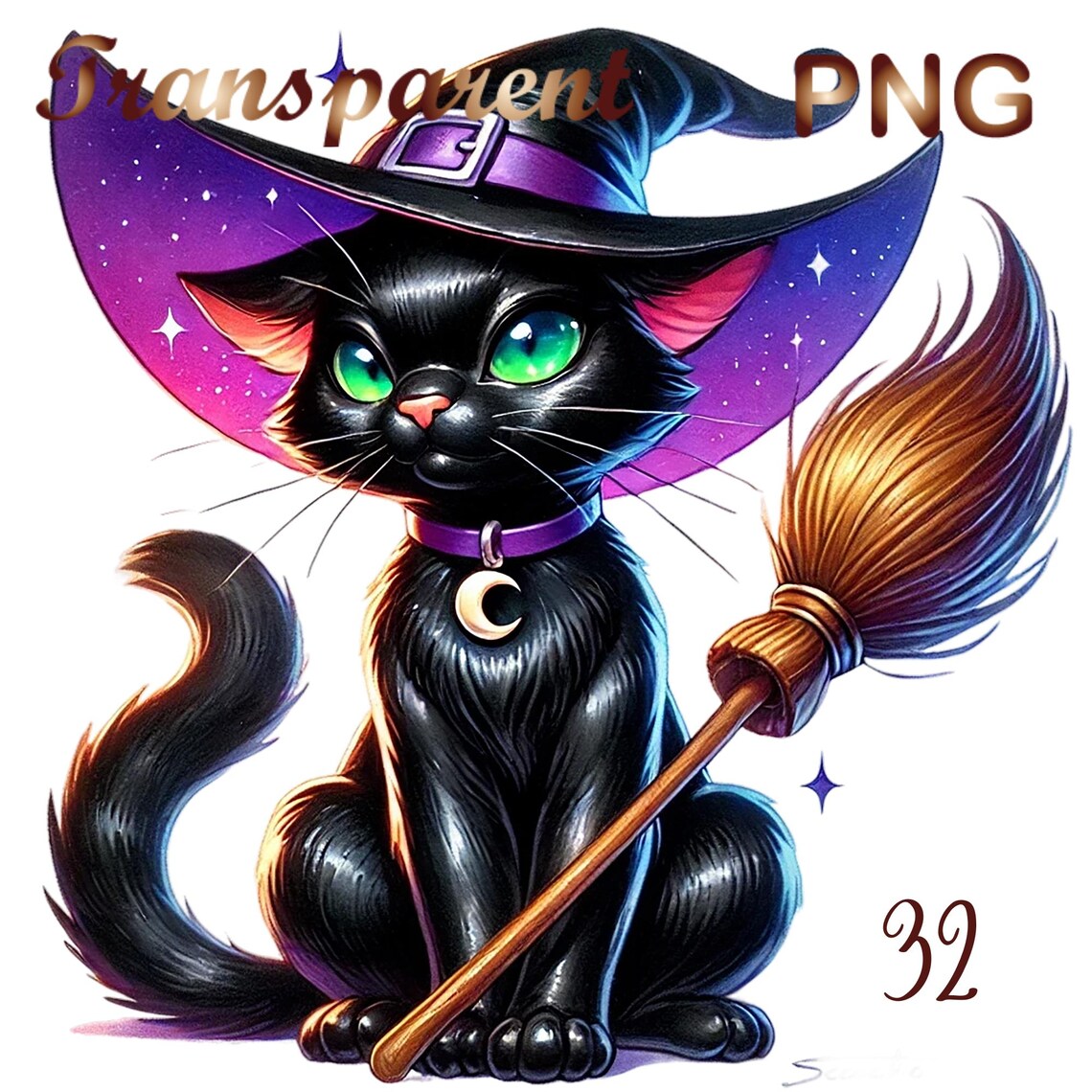 32 PNG, Halloween Cats Clipart Bundle, Halloween Sublimation Digital ...