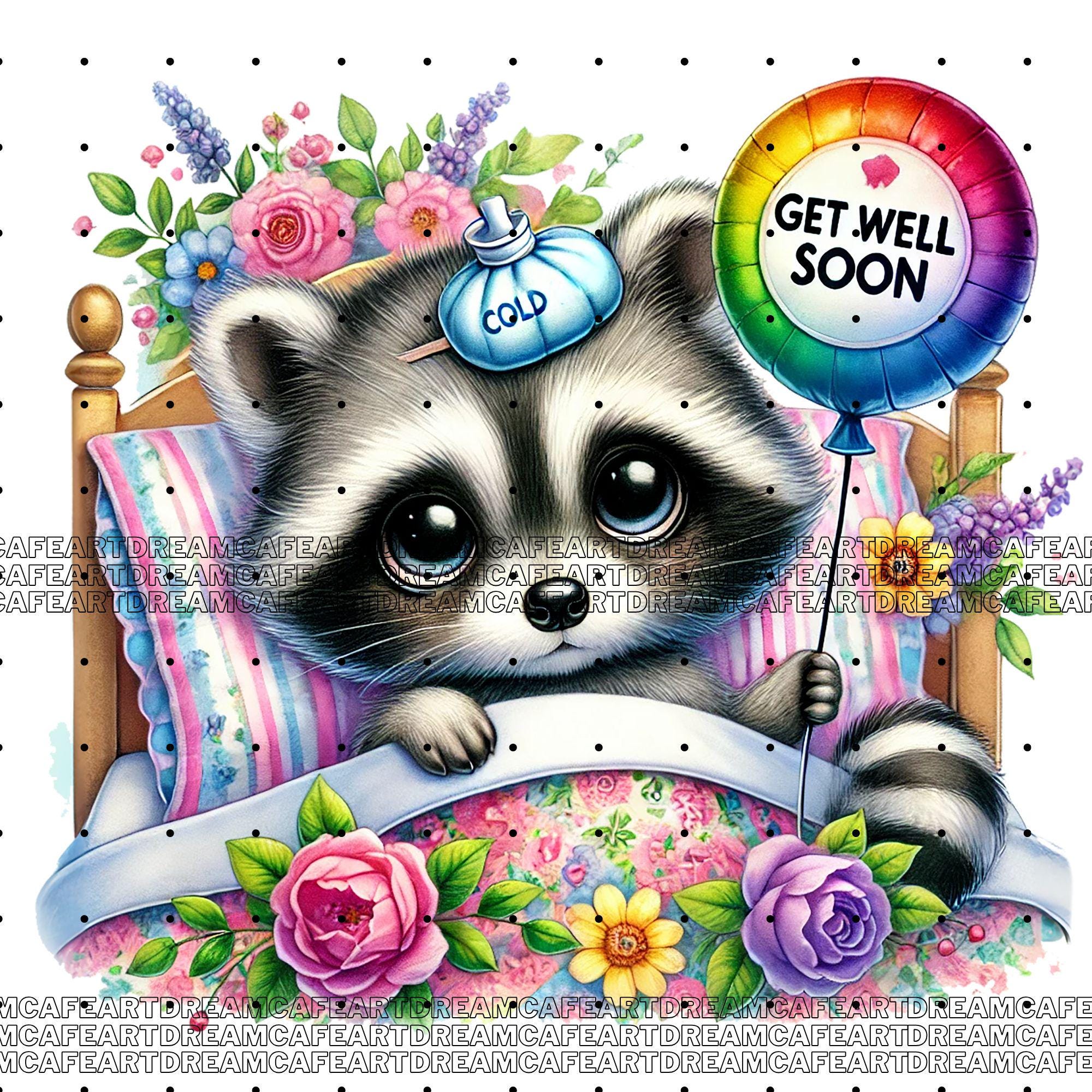 20 PNG, Get Well Soon Clipart Bundle,adorable Animal Illustrations ...