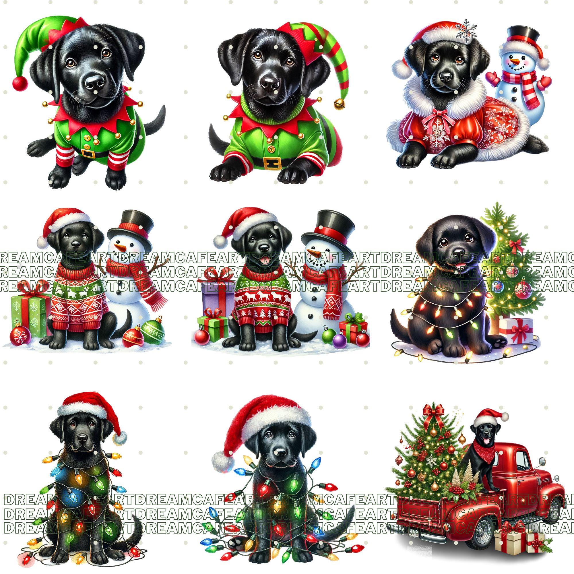 Christmas Black Labrador Clipart Bundle 70 PNG – Holiday Dog ...