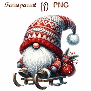 10 Christmas Gnome Clipart, Winter Clipart, Digital Download, Card ...