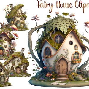 5 Fairy House Clipart PNG, Digital Planner, Paper Crafts, Scrapbooking ...
