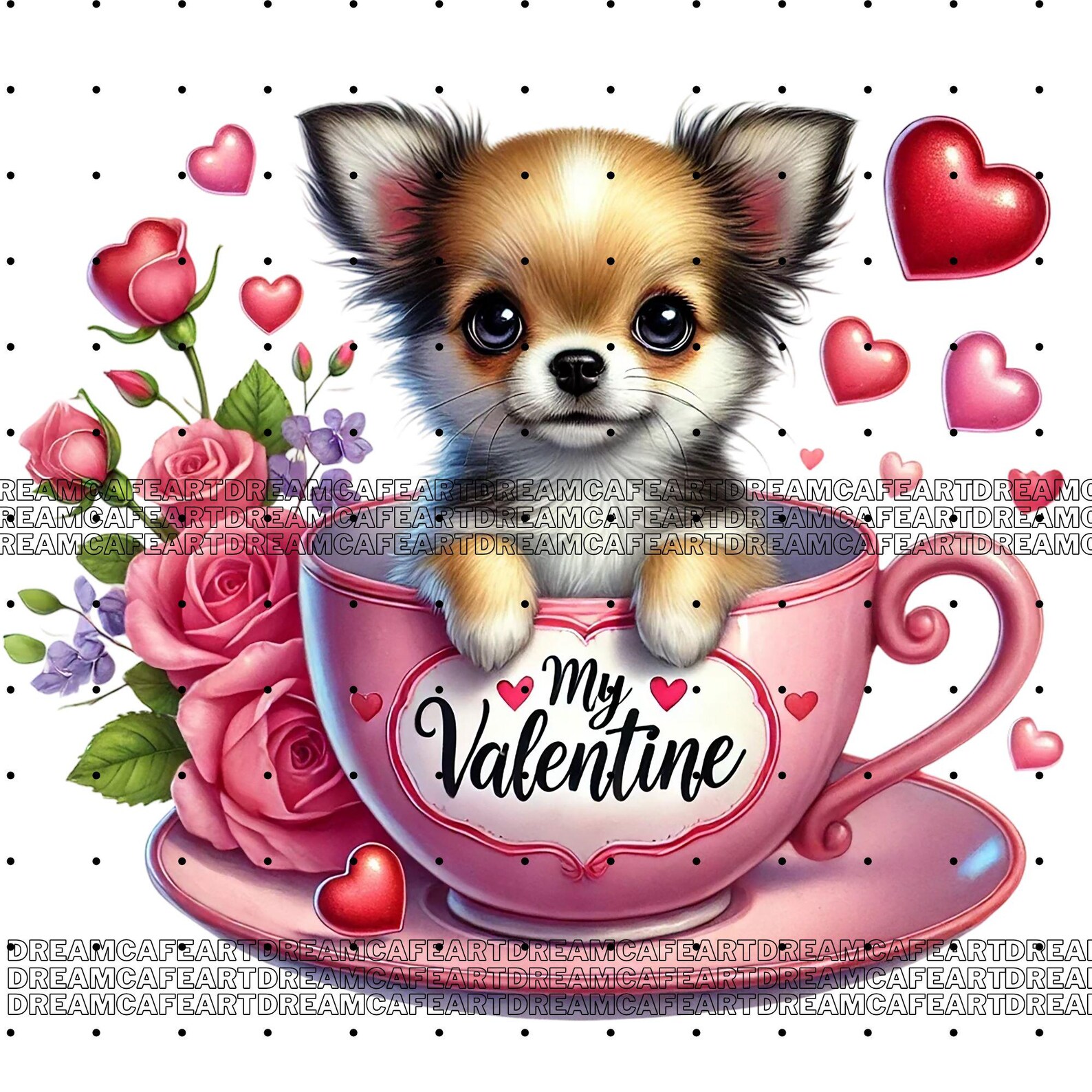 40 PNG Set 1 Valentines Day Puppy Cups Clipart Bundle, Holiday Cup ...
