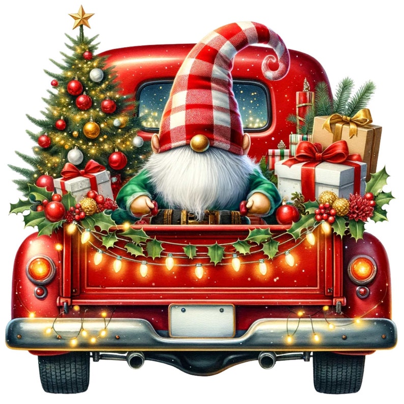 10 Christmas Gnome and Truck Clipart Bundle, Christmas Clipart, Winter ...