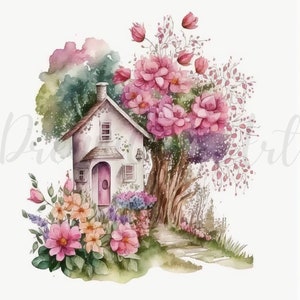 11 Summer Cottages Watercolor Clipart Jpgs Digital Planner - Etsy