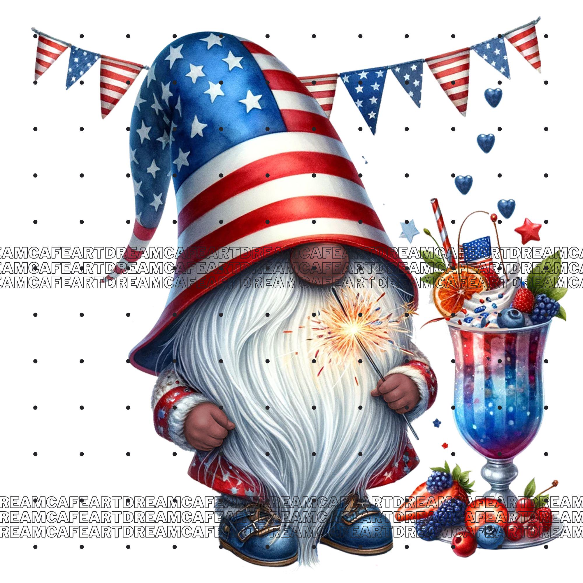 14 PNG, Patriotic Gnome Clipart Bundle. American Pride, 4th of July PNG ...