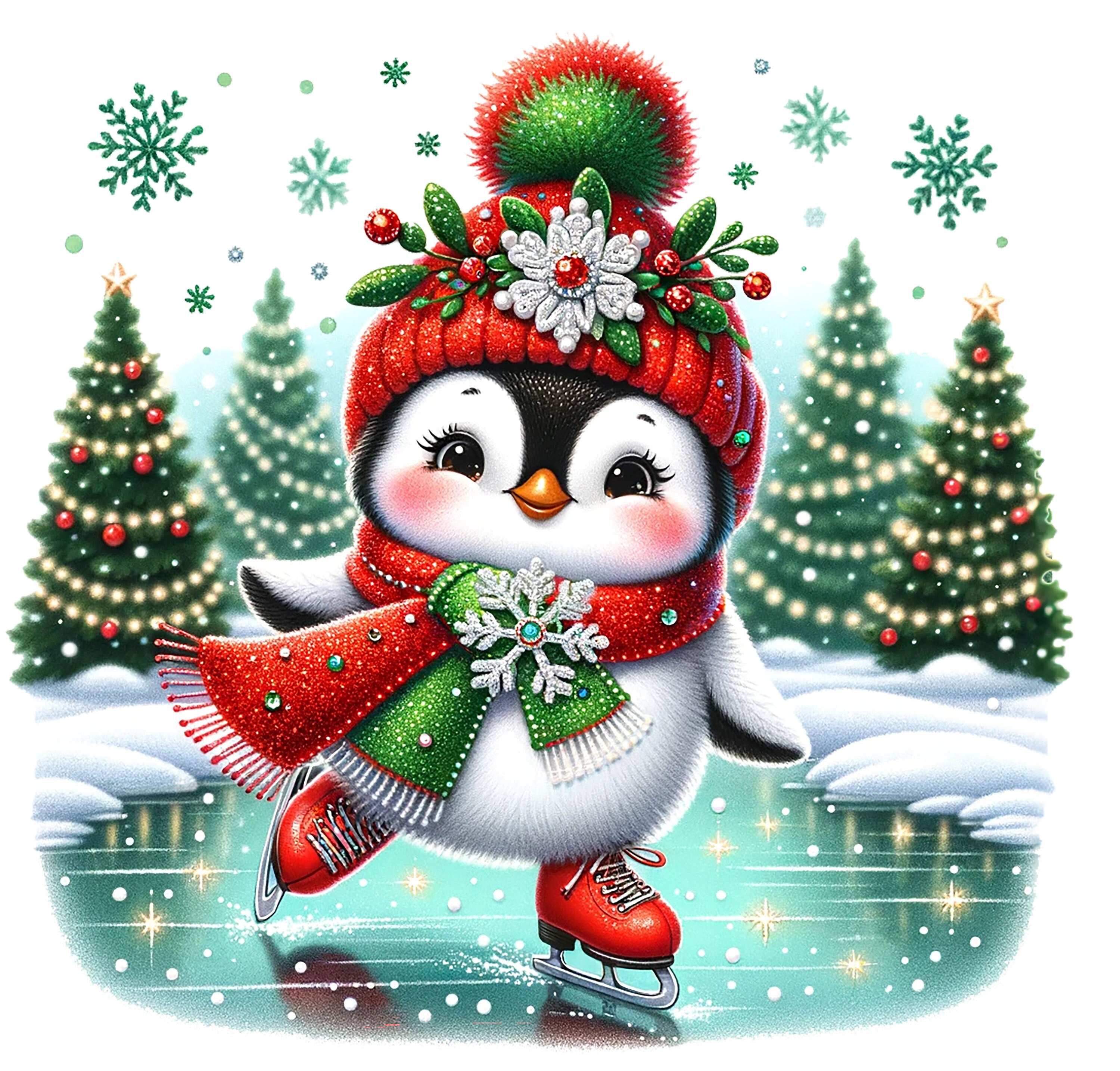 12 Winter Penguin Clipart PNG and JPG, Set 2, Christmas Penguin Clipart ...