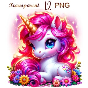 12 PNG Baby Unicorn Watercolor Clipart, Unicorn Сlip Art,cute Unicorn ...