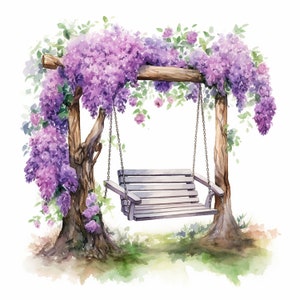 14 Tree Swings Clipart, Png,watercolor Spring Landscape Clipart,cute ...