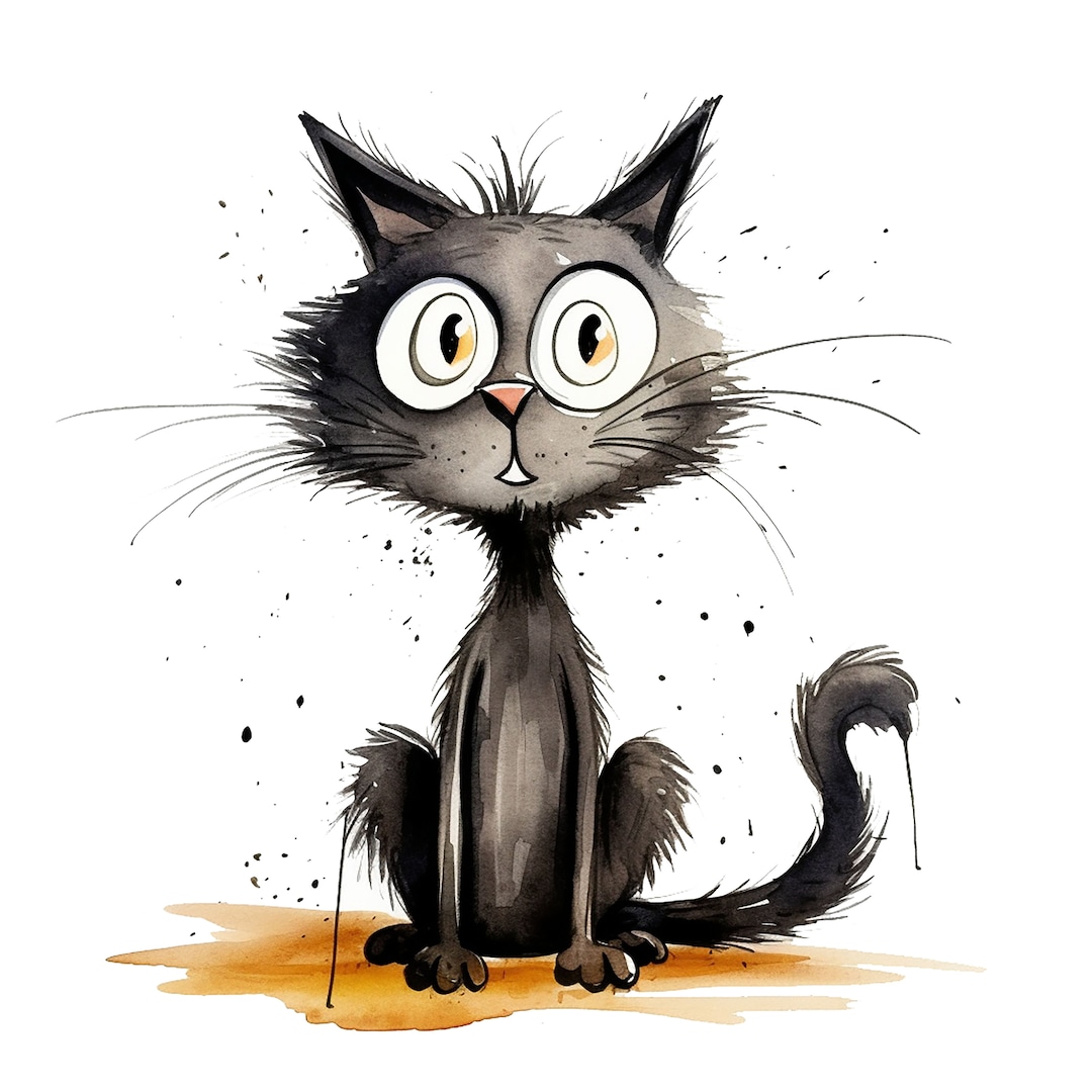24 Jpgs, Watercolor Favorite Cat Clipart, Emotions Cat,commercial Use ...