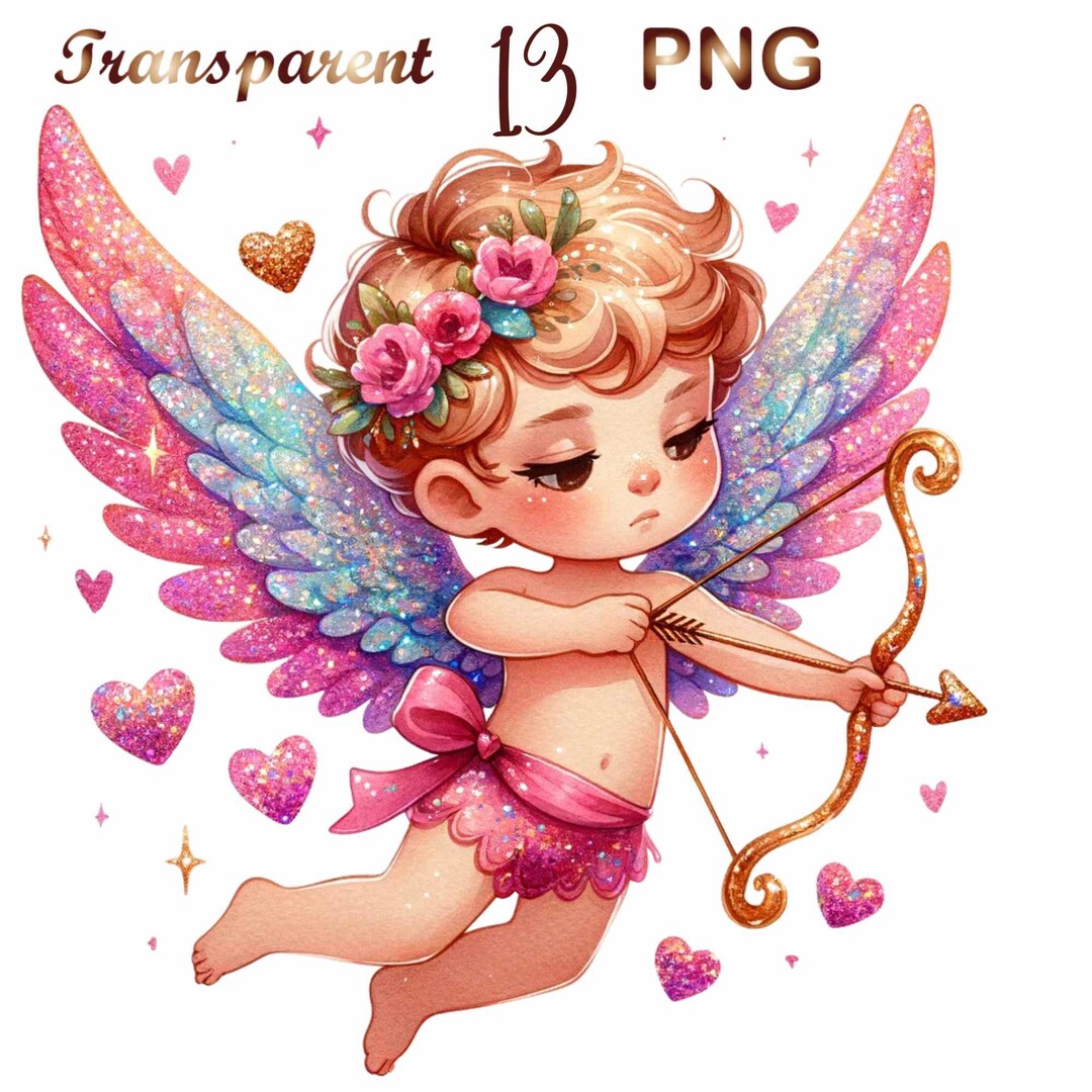 13 PNG Watercolor Valentine's Day Cupid Clipart, Valentines Day Cute ...