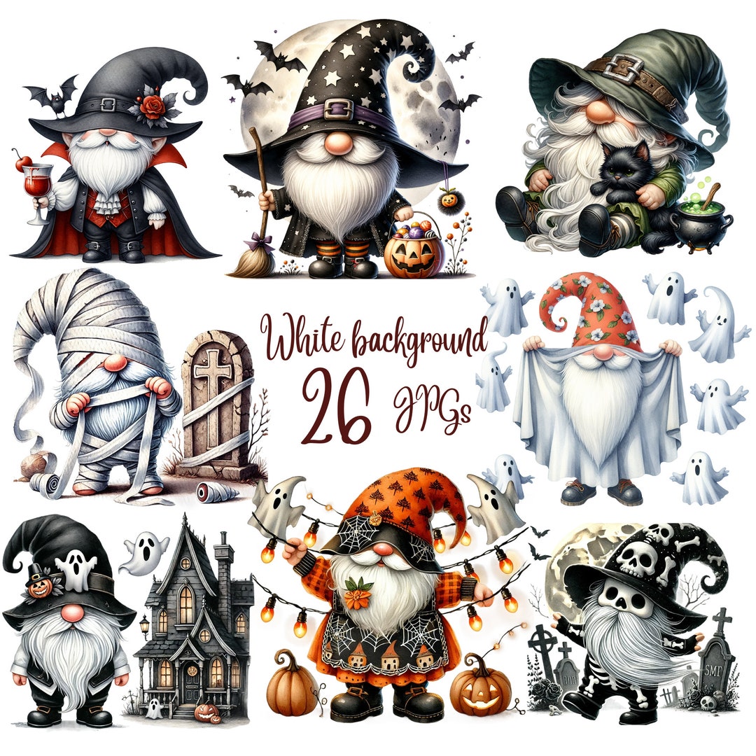 26 JPG, Halloween Gnome Clipart Bundle, Gnome Clipart Bundle, Autumn ...
