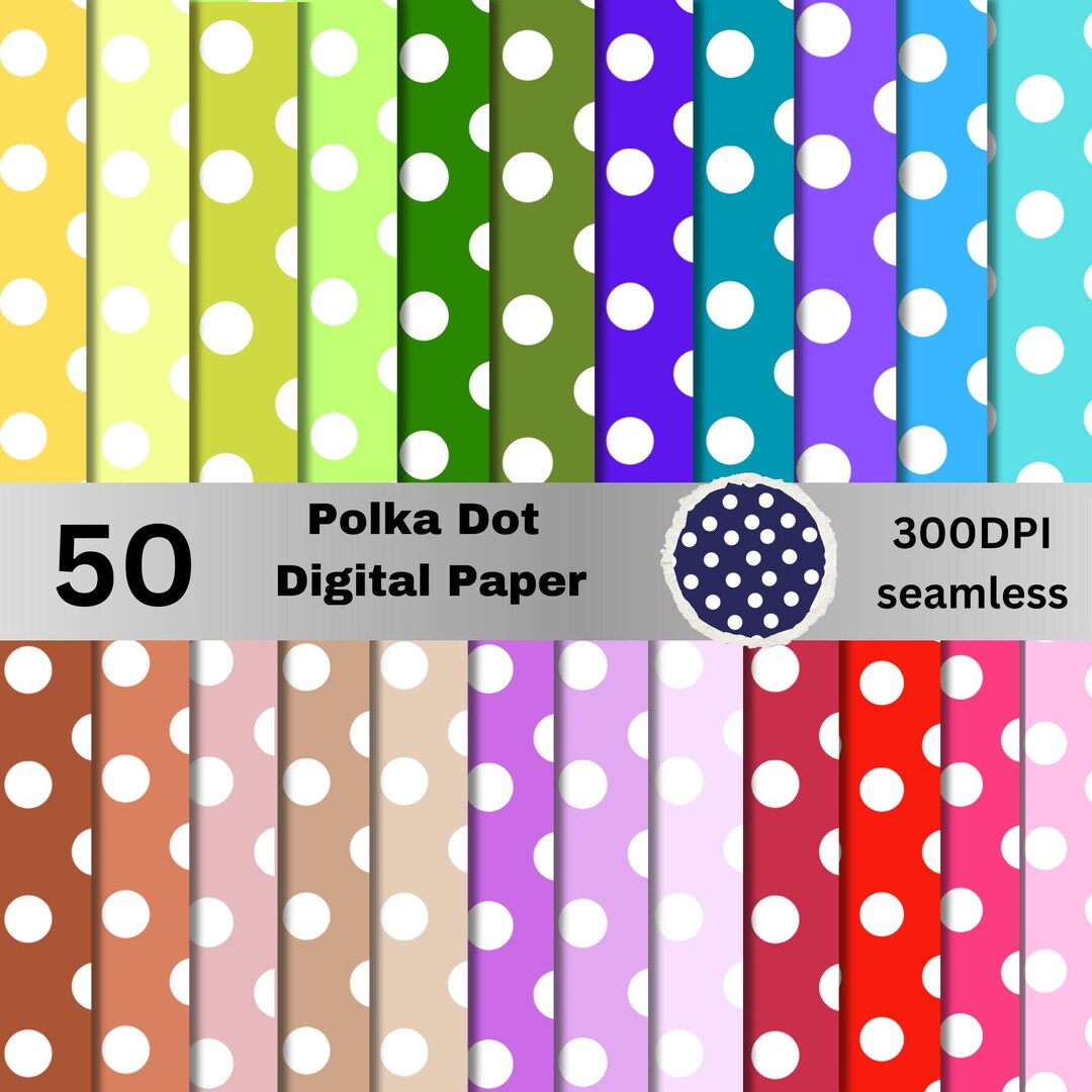 50 Polka Dot Digital Papers Seamless Set 2| Folk Floral Pattern ...