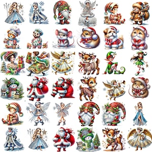 60 PNG, Christmas Clipart Bundle,cute Christmas Collection,merry ...