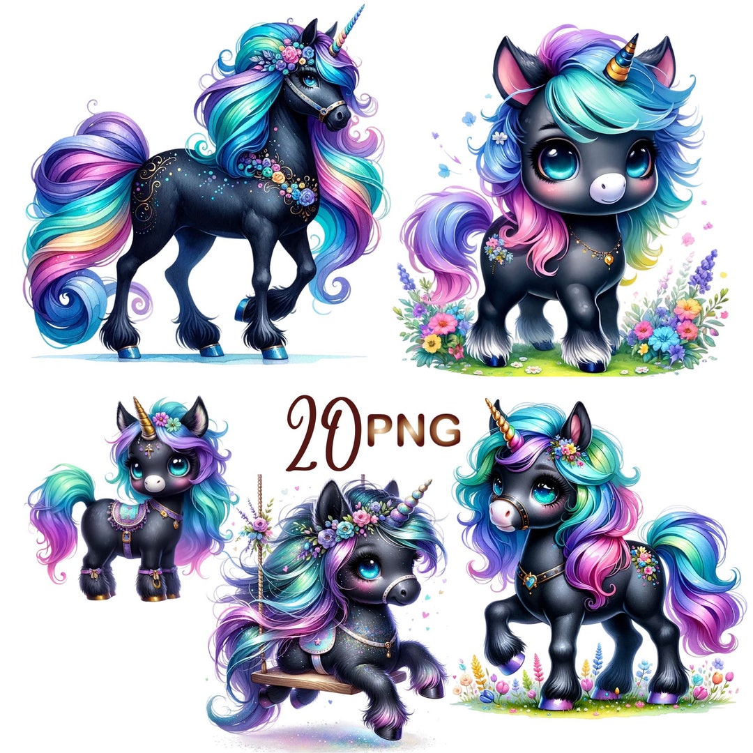 20 PNG Baby Unicorn Watercolor Clipart, Unicorn Сlip Art,cute Unicorn ...