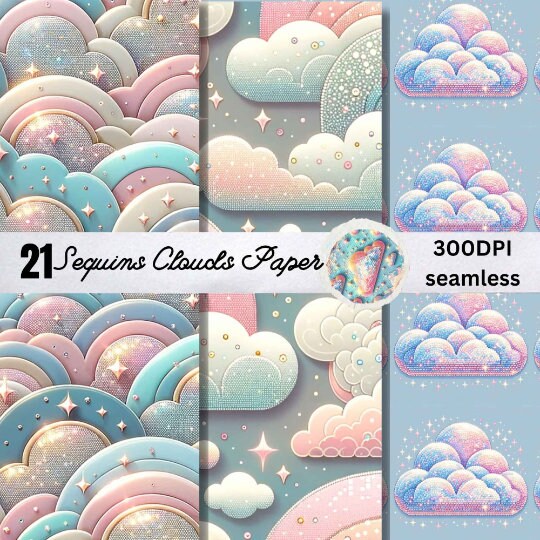 21 Printable Glitter Digital Papers,clouds Digital Papers, Jpgs,glitter ...