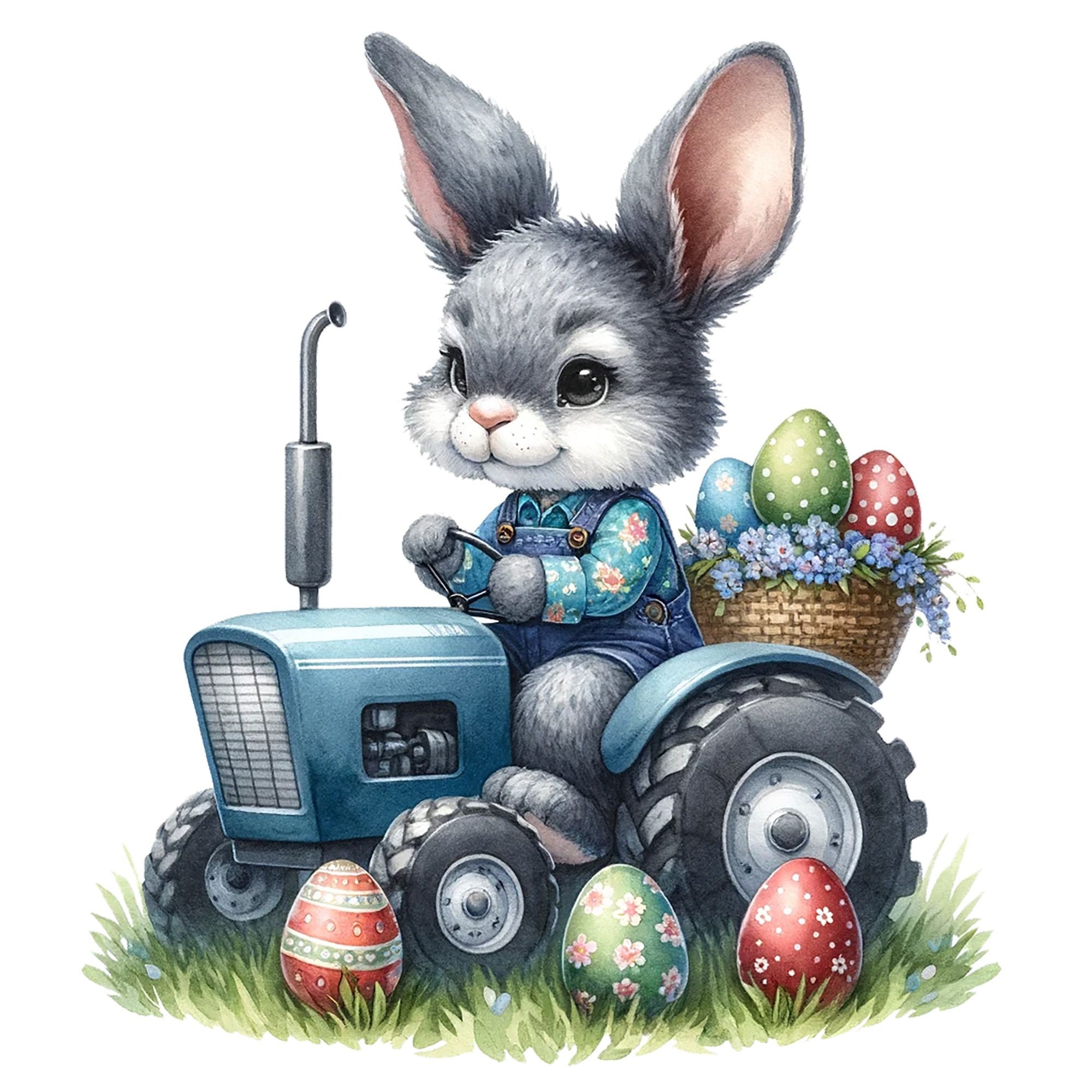 12 PNG/JPG Easter Bunny Tractor Clipart, Bunny Rabbit, Bunny Tractor ...