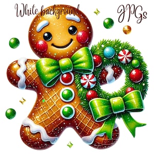 60 JPG, Gingerbread Man Clipart Bundle, Christmas Clipart, Festive ...