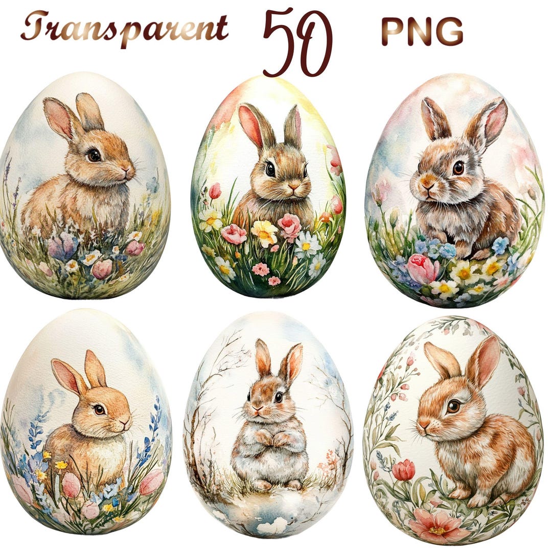 50 PNG Set 3 Easter Eggs Clipart Bundle, Festive Easter Eggs Graphics ...