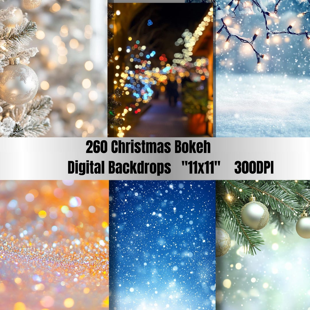 260 Jpgs Christmas Bokeh Digital Backdrops, Christmas Digital Backdrops ...