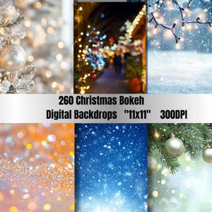 260 Jpgs Christmas Bokeh Digital Backdrops, Christmas Digital Backdrops ...
