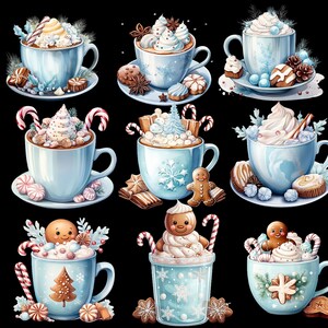 22 PNG Set 3, Pastel Winter Hot Cocoa Clipart, Cozy Hot Chocolate ...