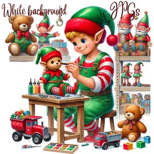 45 JPG, Christmas Elves Clipart Bundle, Cute Christmas Elves, Festive ...