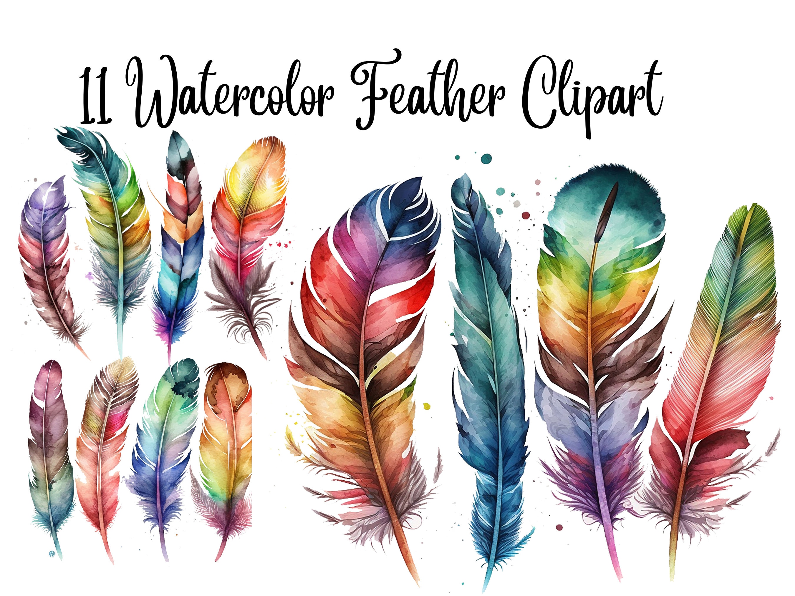 Watercolor Feather Clip Art