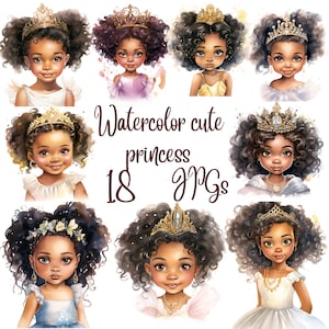 18 Watercolor Cute Princess Clipart, High Quality Jpgs, Digital ...