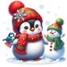 12 Winter Penguin Clipart PNG and JPG, Set 3, Christmas Penguin Clipart ...