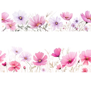 25 PNG, Flower Cosmos Border, Floral Clipart, Seamless Flower Border ...