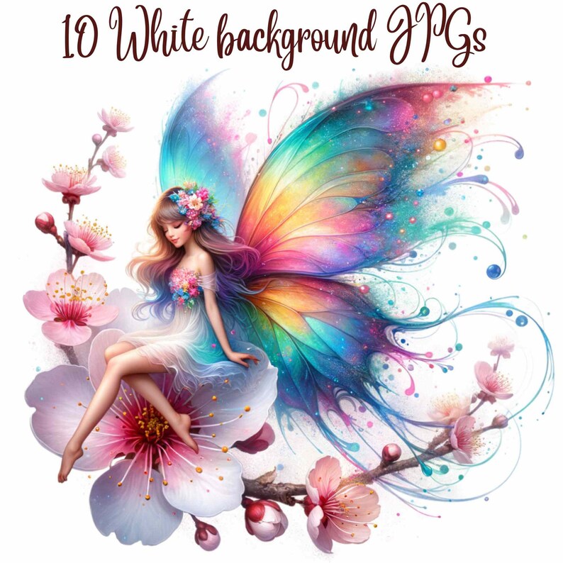 10 Spring Fairies Clipart, Jpgs, Fairy Girls, Floral Girls, Digital ...