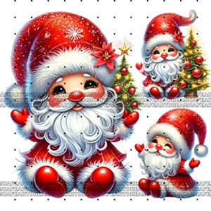 15 PNG and JPG, Santa Gnomes Bundle, Santa Claus Clipart, Christmas ...