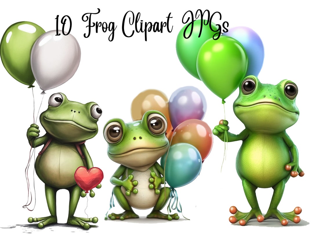 10 Frog Clipart Jpgs, High Quality, Digital Planner, Paper Crafts ...