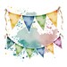 10 Watercolor Bunting Clipart,png, Birthday Party Clipart, Happy ...