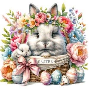 12 PNG/JPG, Easter Bunny Clipart Bundle, Easter Clipart, Easter Png ...