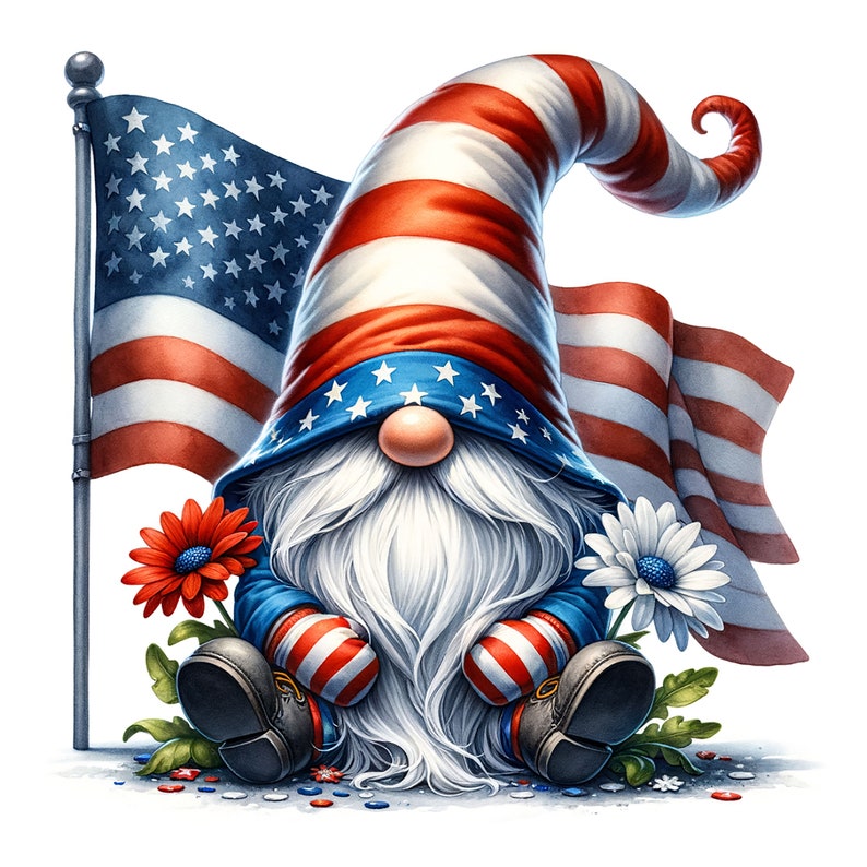12 PNG and JPG, Patriotic Gnome Clipart Bundle. American Pride, 4th of ...
