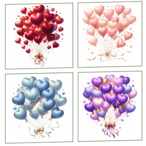 30 PNG Watercolor Valentine's Day Balloons Clipart, Valentines Day ...