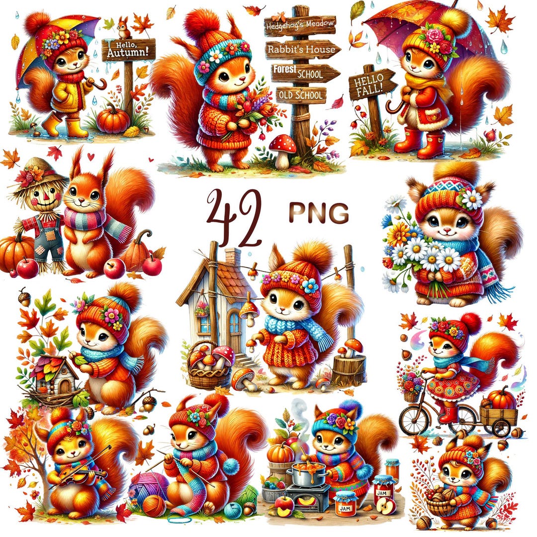 42 PNG Cute Squirrel Clipart - Hello Fall With Squirrel – Autumn ...