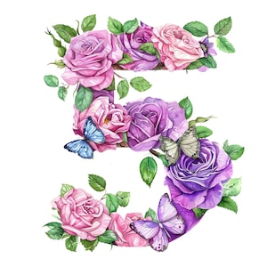 Floral Numbers Clipart Bundle, Roses Numbers Clipart Bundle,roses ...