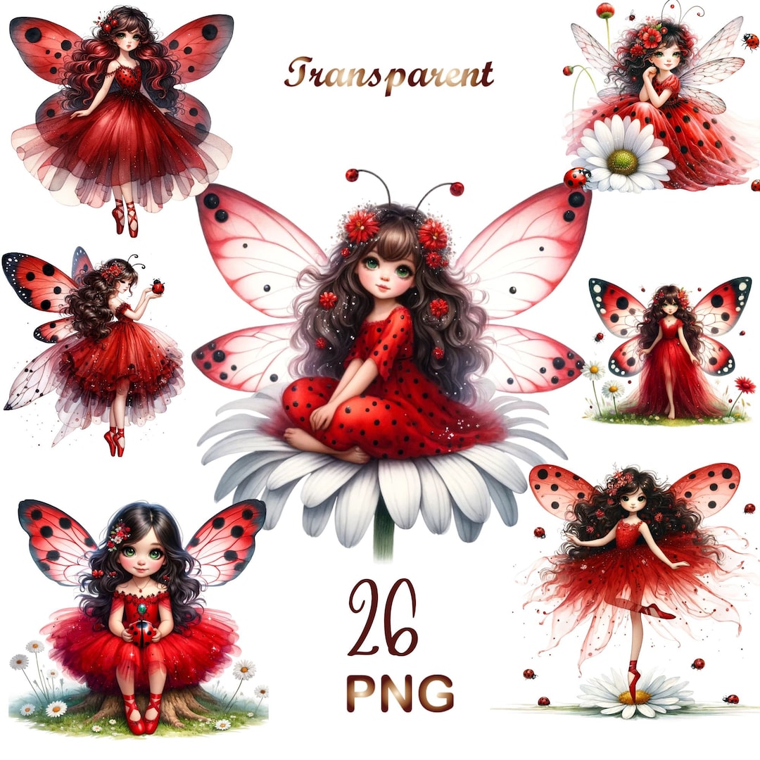 26 PNG Ladybug Fairy Clipart Bundle,fairy Clipart,ladybug Ballerina ...