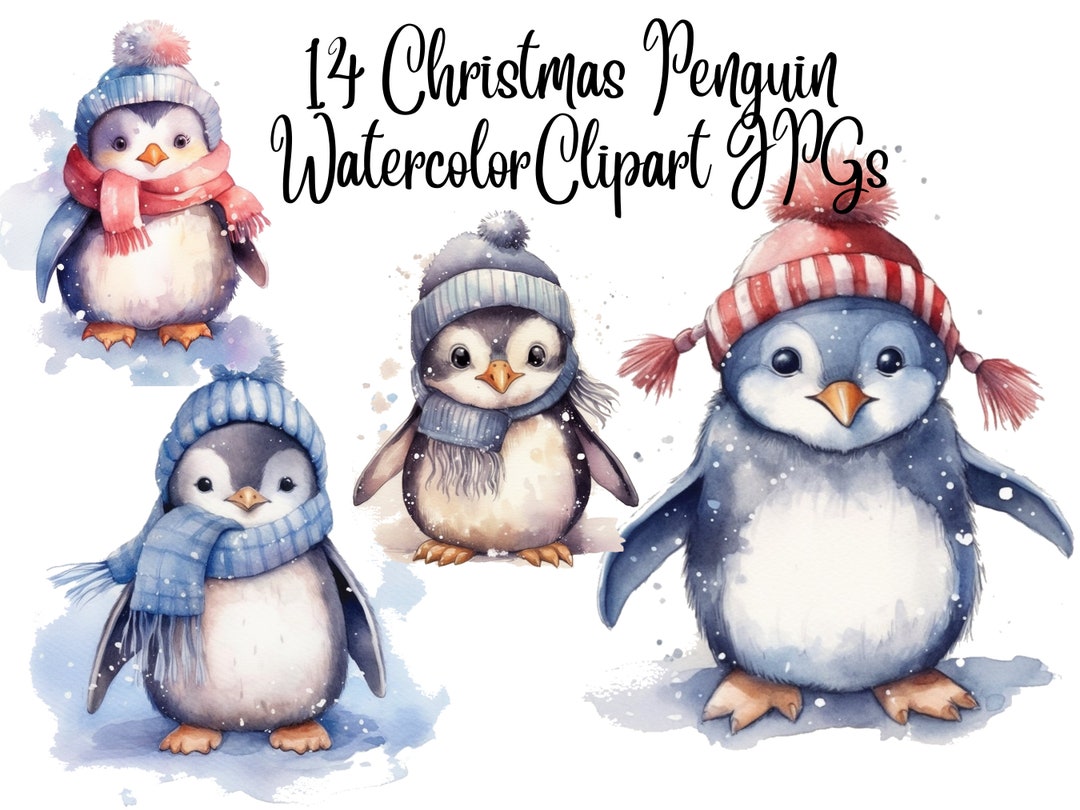14 Christmas Penguin Clipart, Penguin Clipart,cute Penguins, Jpgs, Baby ...
