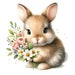 12 PNG/JPG, Watercolor Pastel Rabbit Clipart, Bunnies PNG, Floral Bunny ...